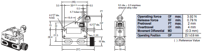 D4E-[]N Small Sealed Switch/Dimensions | OMRON Industrial Automation ...